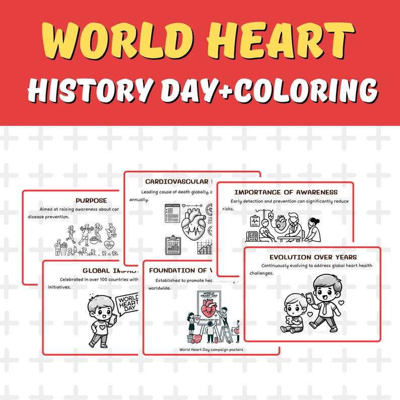 World Heart History Day+coloring Pages for Kids | Heart Health Kids ...
