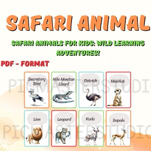 35 Wild Adventures Await: Safari Animal Flashcards for Kids Explore the ...