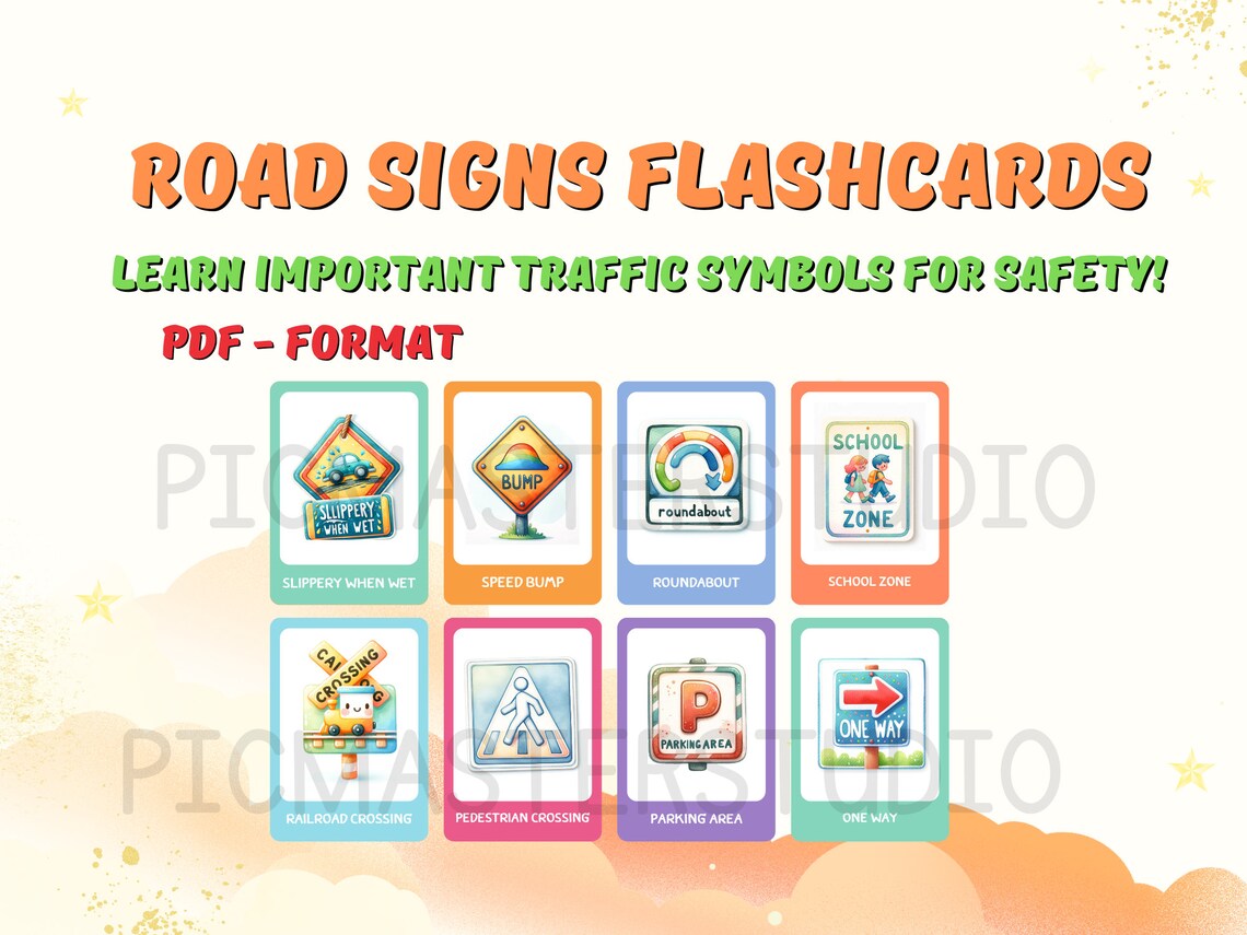 Road Signs Flashcards for Kids: Learn Safety and Signs Fun, Educational ...