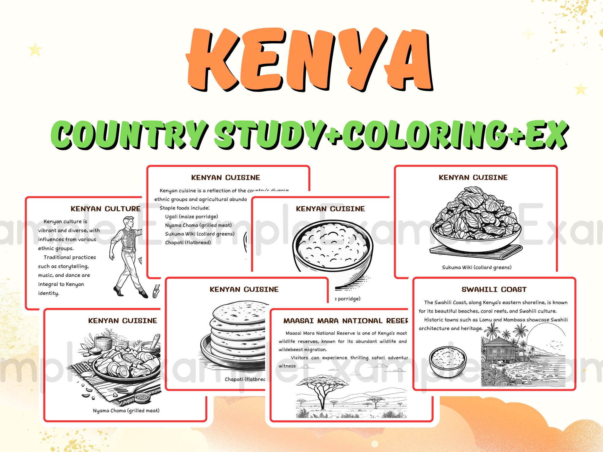 Kenya Country Study+coloring+ex Activities - Etsy
