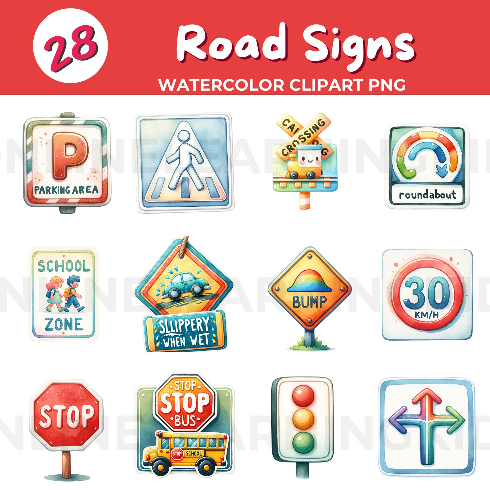 28 Traffic and Road Safety-street Signs Clipart | Kids Road Signs ...