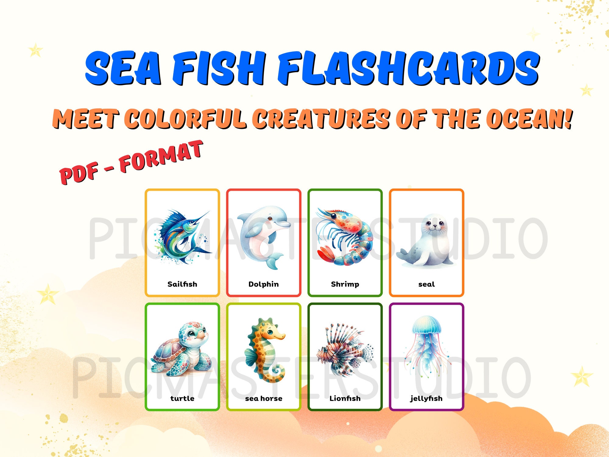 Sea Fish Flashcards for Kids: Dive Into Ocean Learning - Etsy