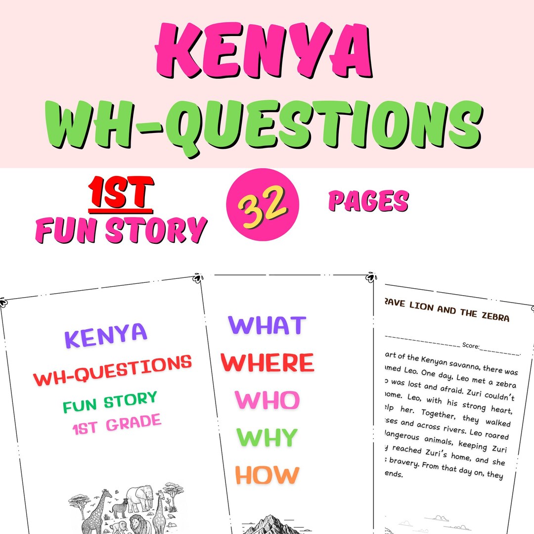 Wh-questions-kenya Fun Story 1st Grade With Worksheets - Etsy