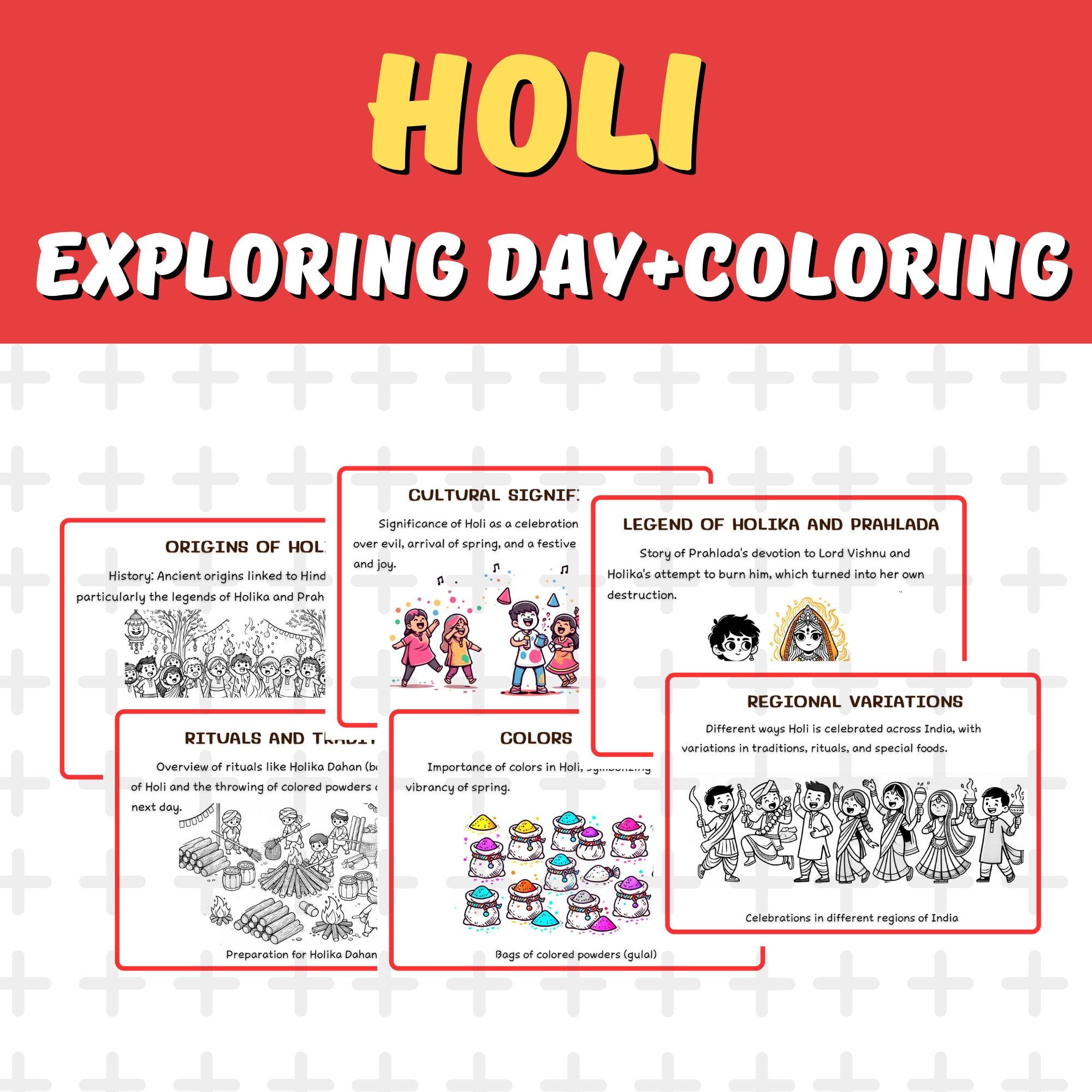 Exploring Holi Day+coloring Pages for Kids - Etsy