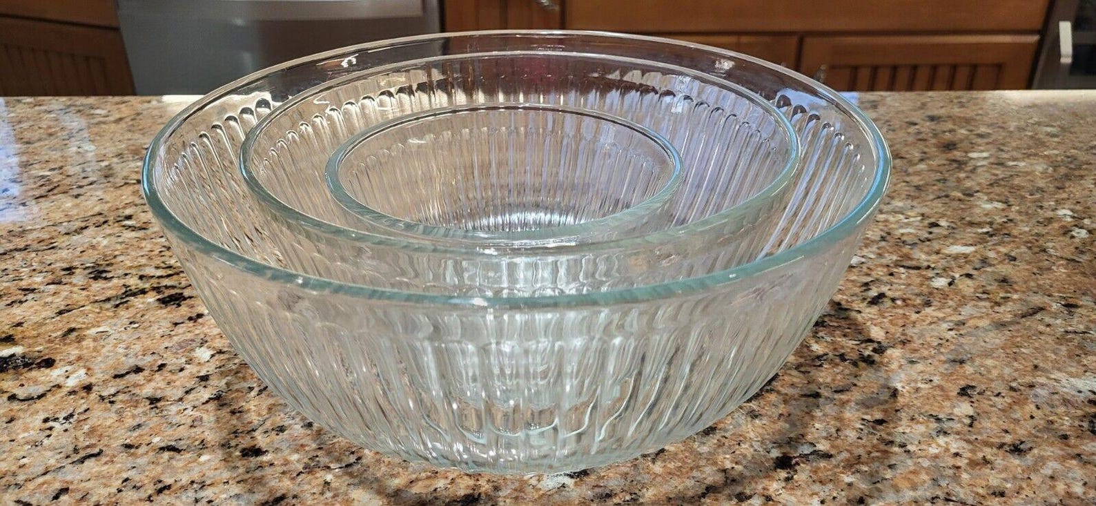 VNTG Set of 3 Pyrex Ribbed Clear Glass Nesting/mixing Bowls 7401-S 7402-S 7403-S - Etsy