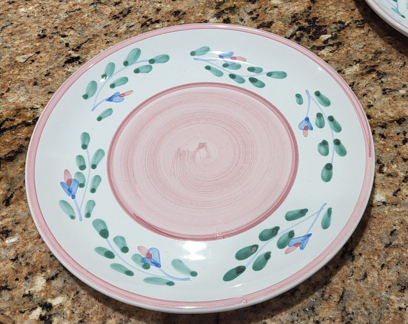 Caleca Italian Pottery Hand Painted Pink Floral Luncheon Plates 9 1/2 ...
