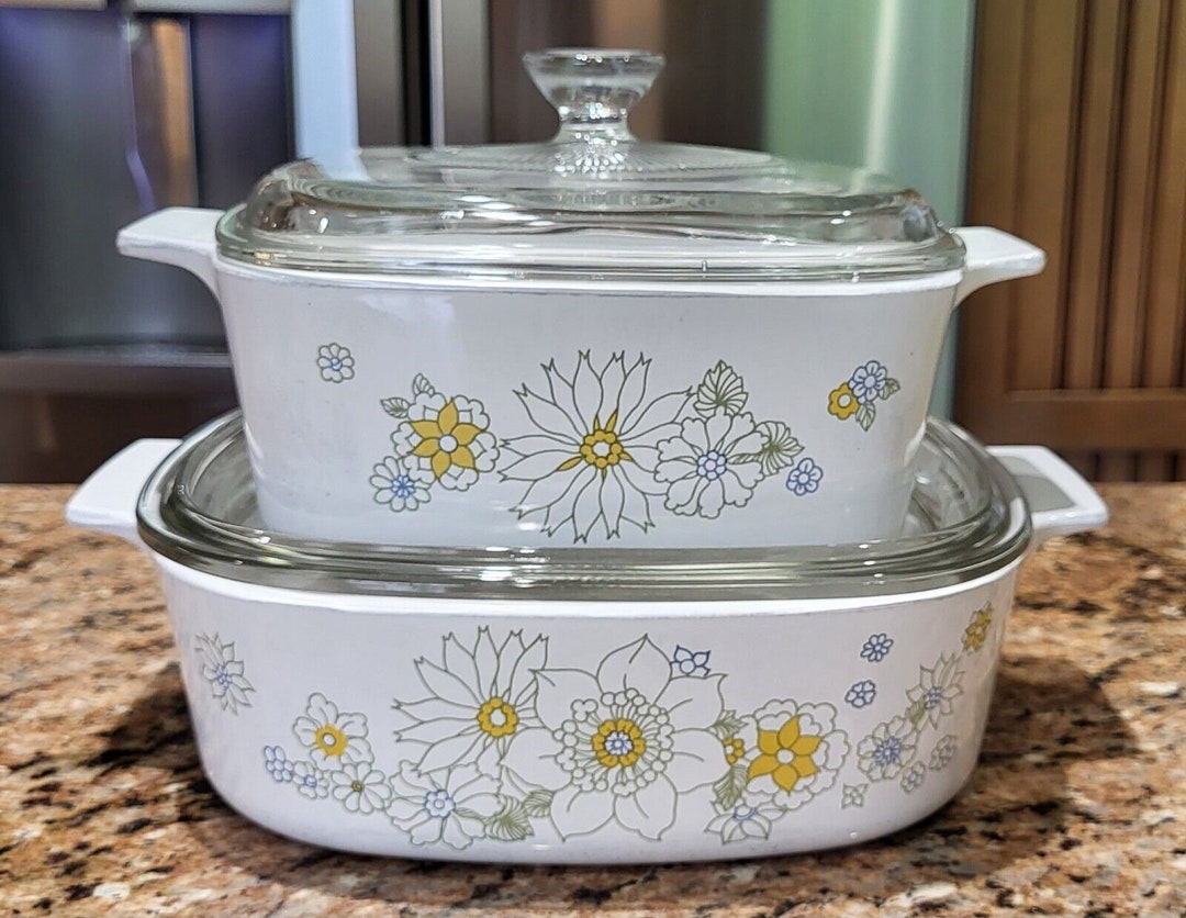 Corning Ware Floral Bouquet Set Lot of 2 Casseroles A-2-B & A-1 1/2-B ...