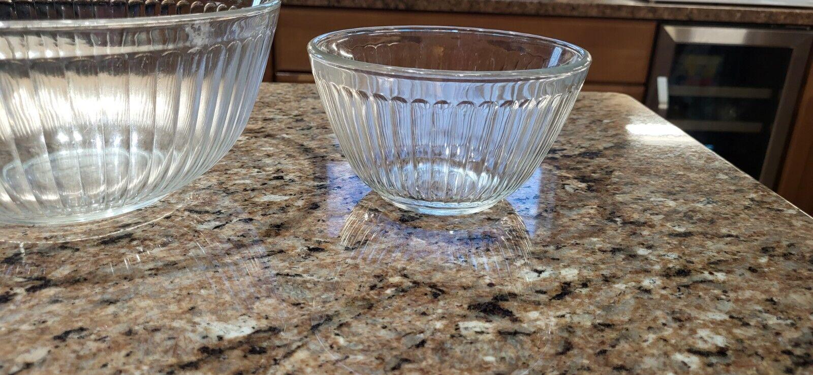 VNTG Set of 3 Pyrex Ribbed Clear Glass Nesting/mixing Bowls 7401-S 7402 ...