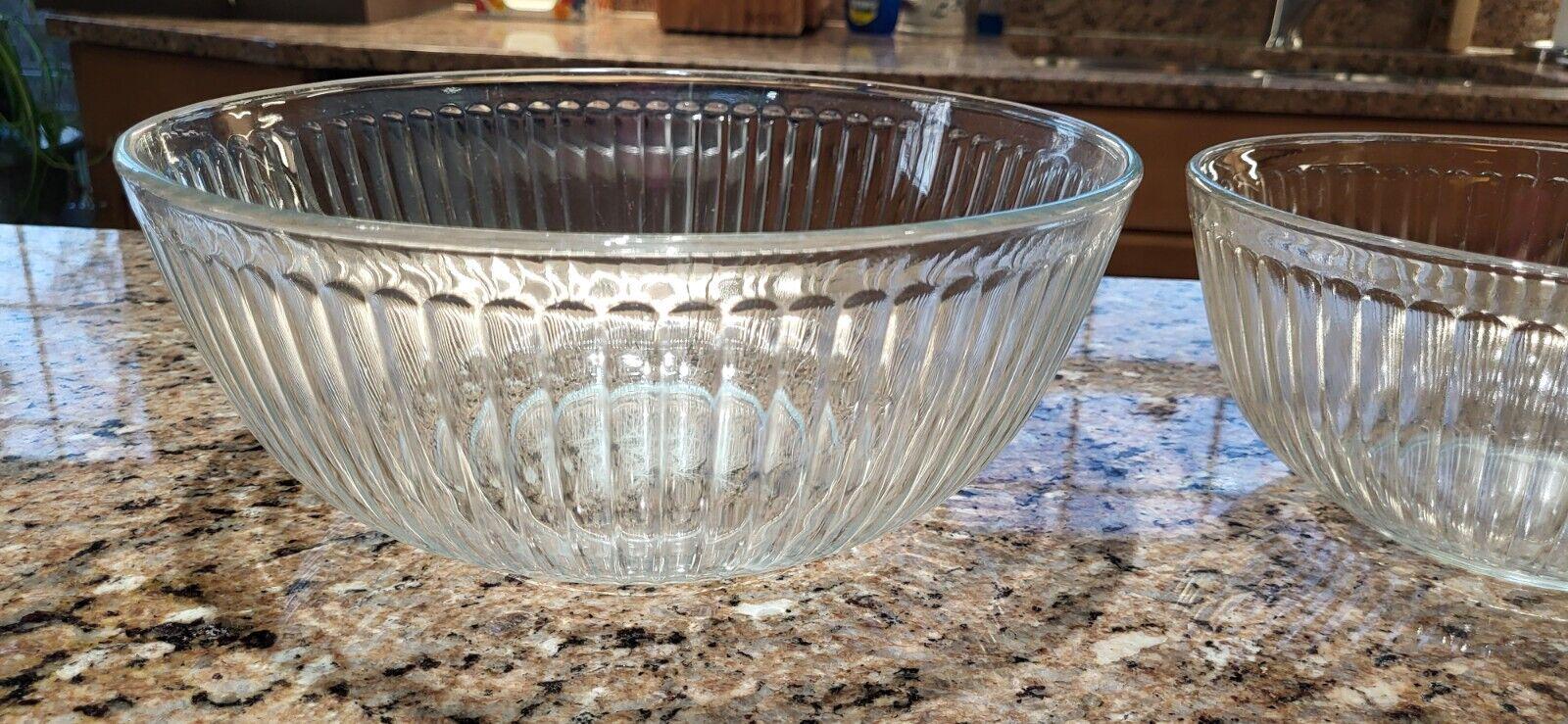 VNTG Set of 3 Pyrex Ribbed Clear Glass Nesting/mixing Bowls 7401-S 7402 ...