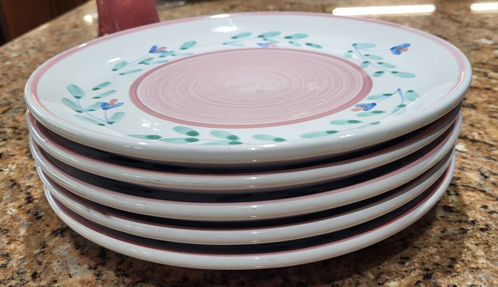 Caleca Italian Pottery Hand Painted Pink Floral Luncheon Plates 9 1/2 ...