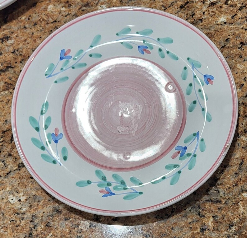 Caleca Italian Pottery Hand Painted Pink Floral Luncheon Plates 9 1/2 ...