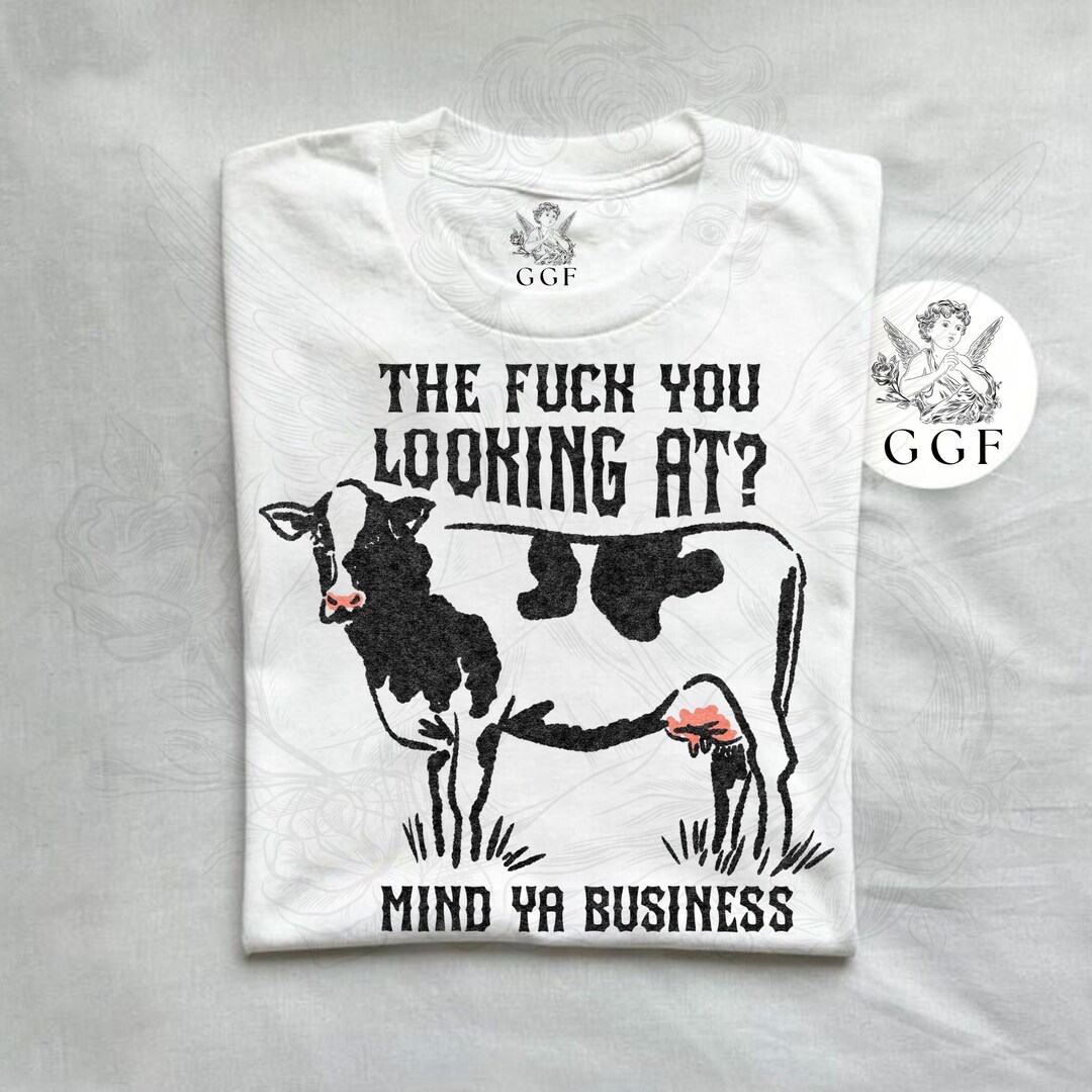 Funny Cow Graphic T-shirt the F You Looking At Design, Western Farm ...