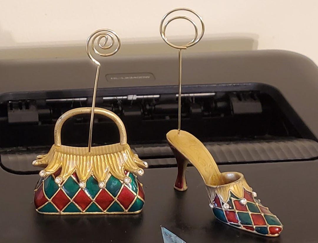 Harlequin Table Place Setters Handcrafted Purse & Shoe Decorative ...