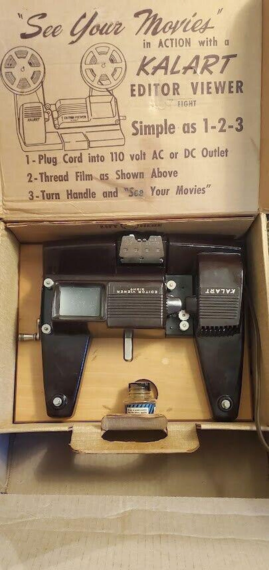 Vintage Kalart 8mm Movie Editor Viewer With Box Turns on Unable to Test ...