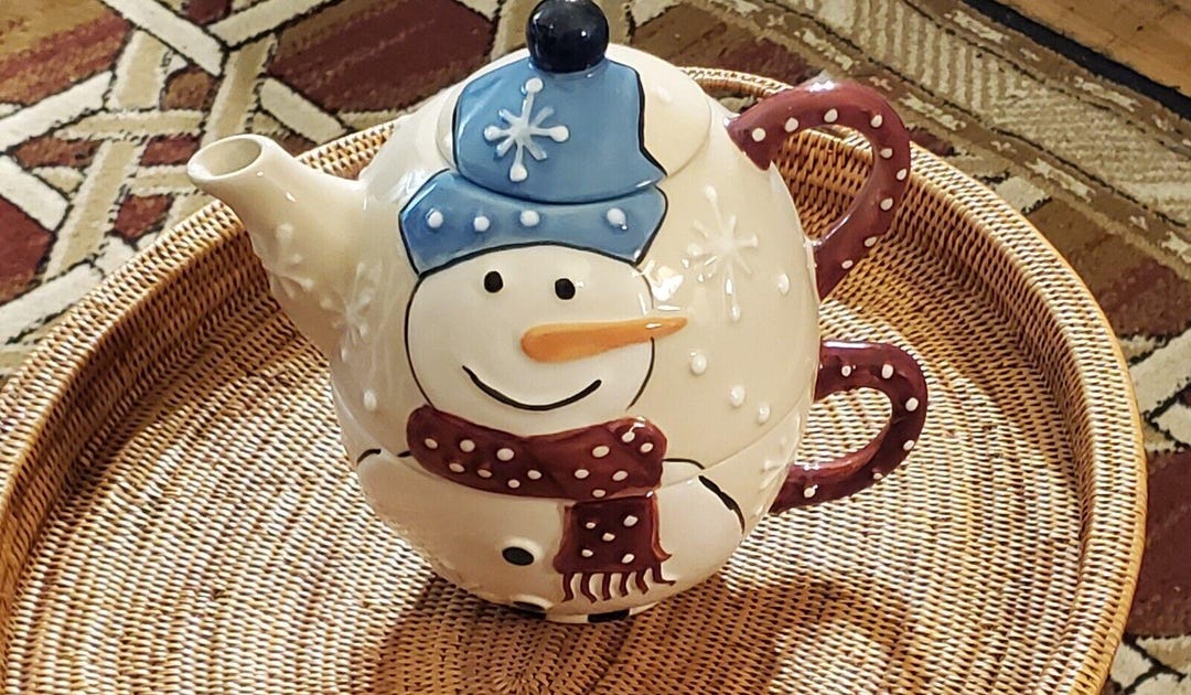 Ganz Bella Casa Holiday Snowman Stacking Tea for One Teapot 3 Piece - Etsy