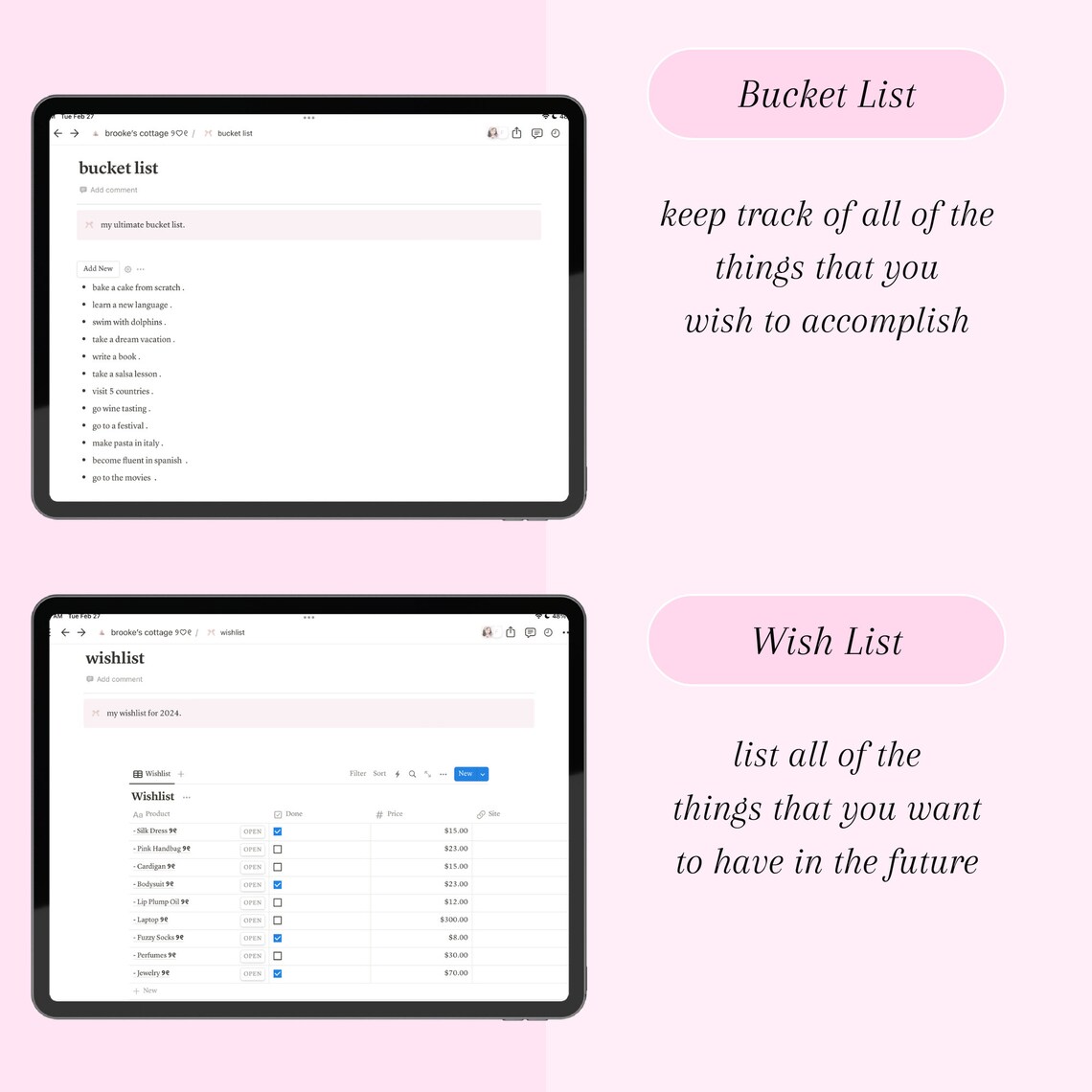 Coquette Notion Template, Digital Planner, All in One Planner ...