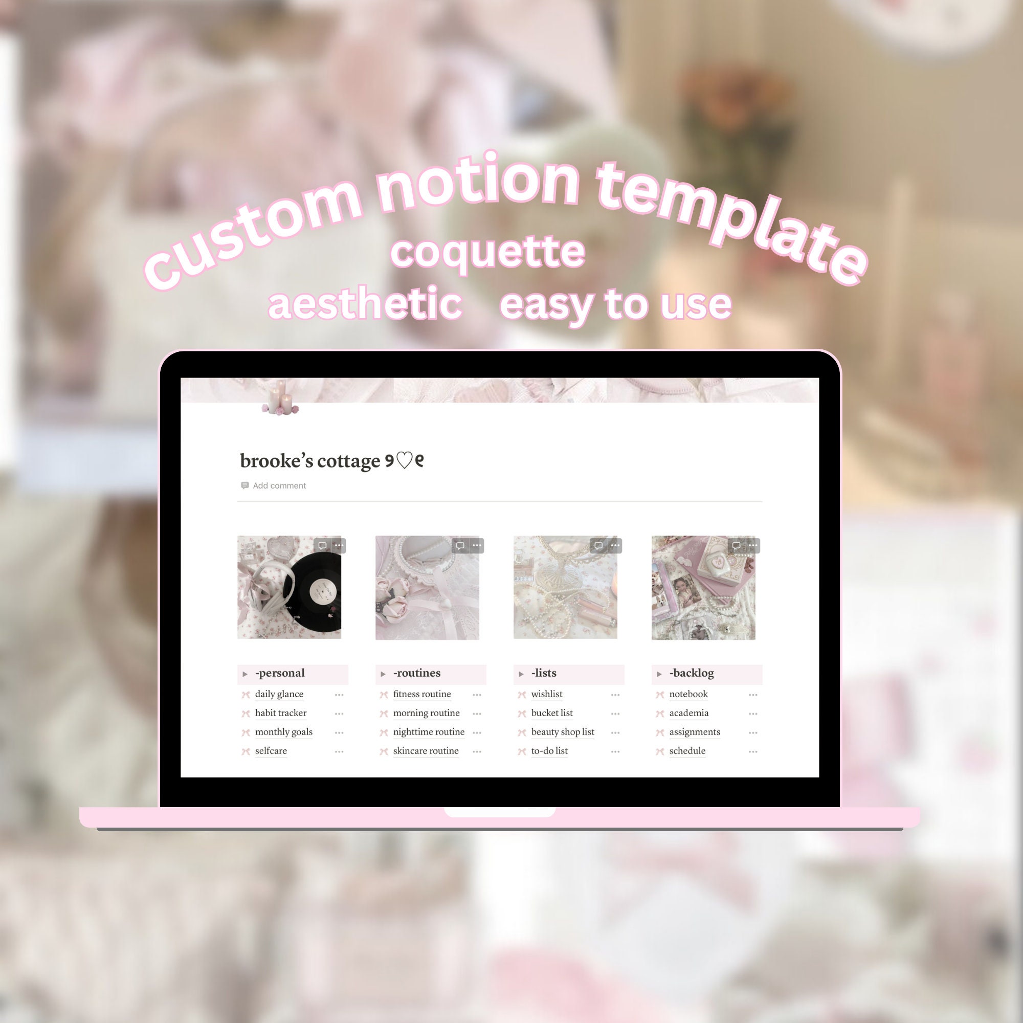 Coquette Notion Template, Digital Planner, All in One Planner ...