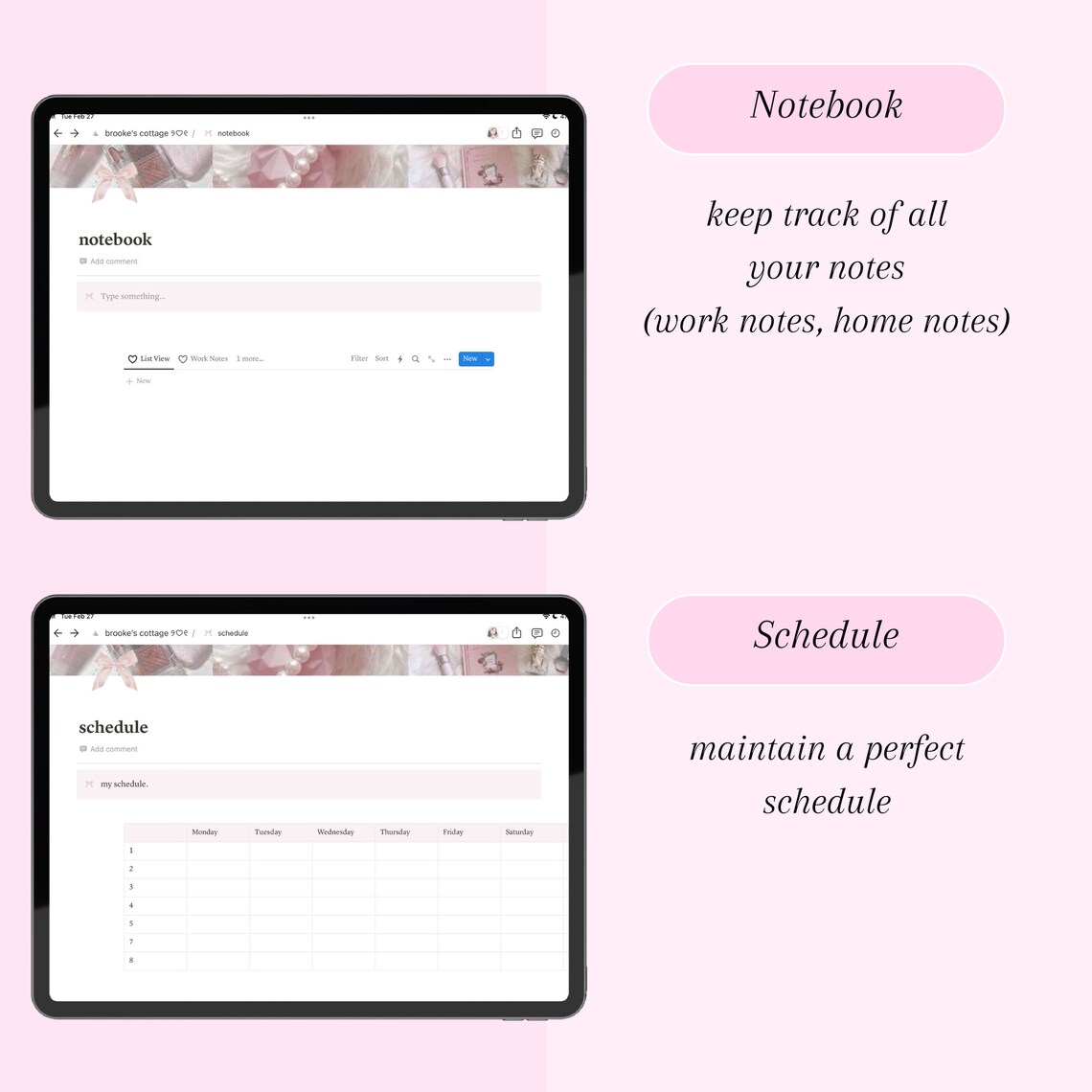 Coquette Notion Template, Digital Planner, All in One Planner ...