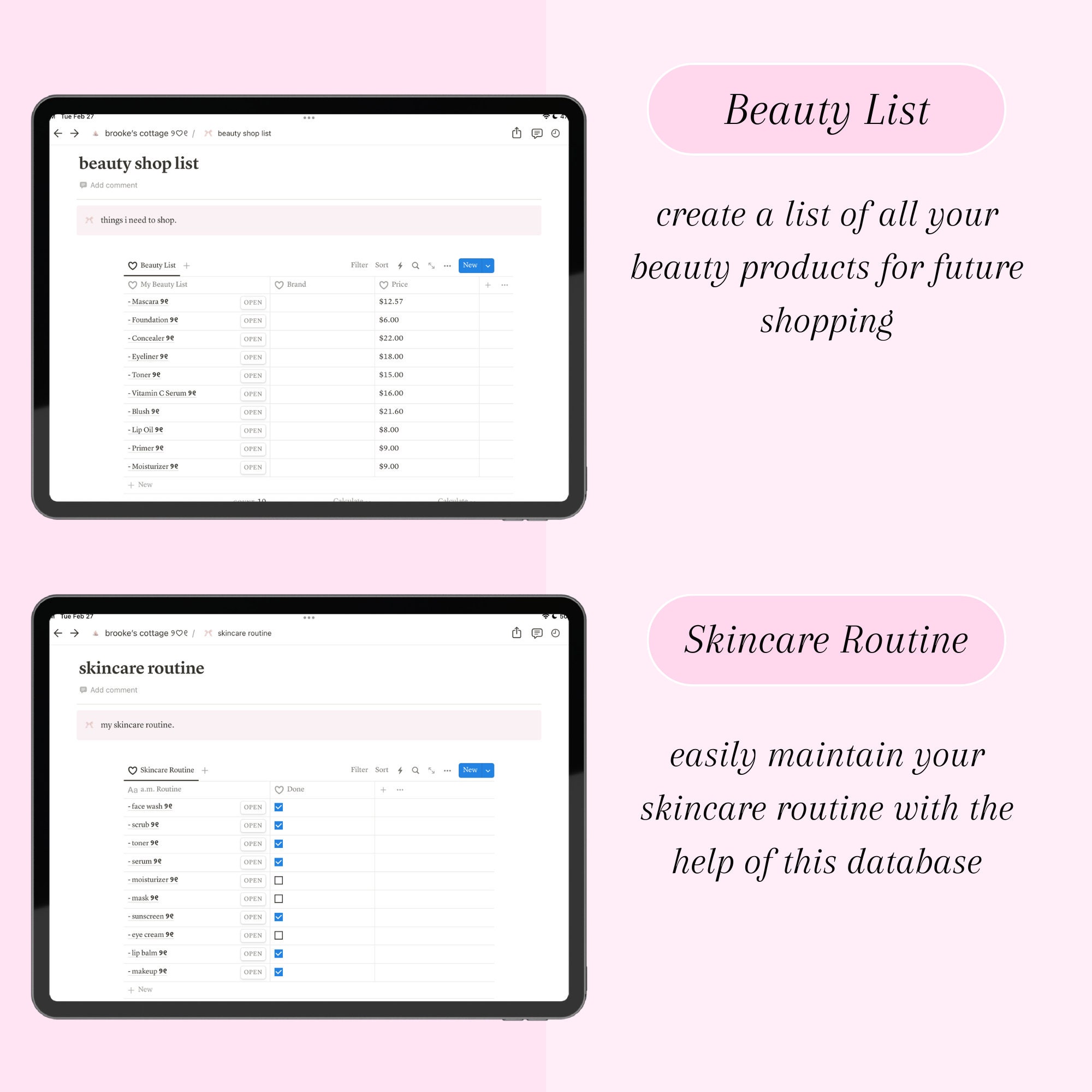 Coquette Notion Template, Digital Planner, All in One Planner ...