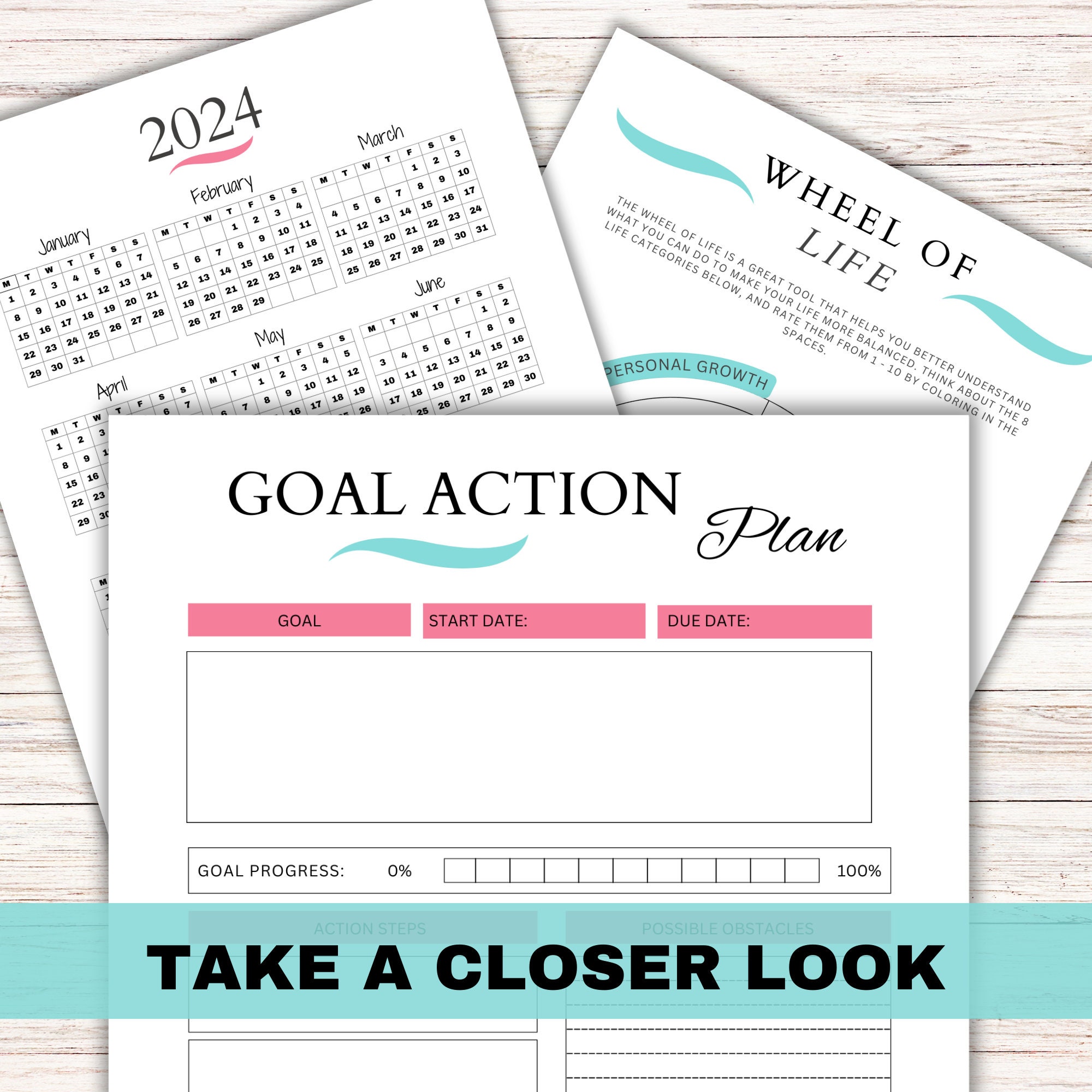 Personal 2024 Goal Planner, 2024 Goals Sheets, Monthly Goal Planner ...