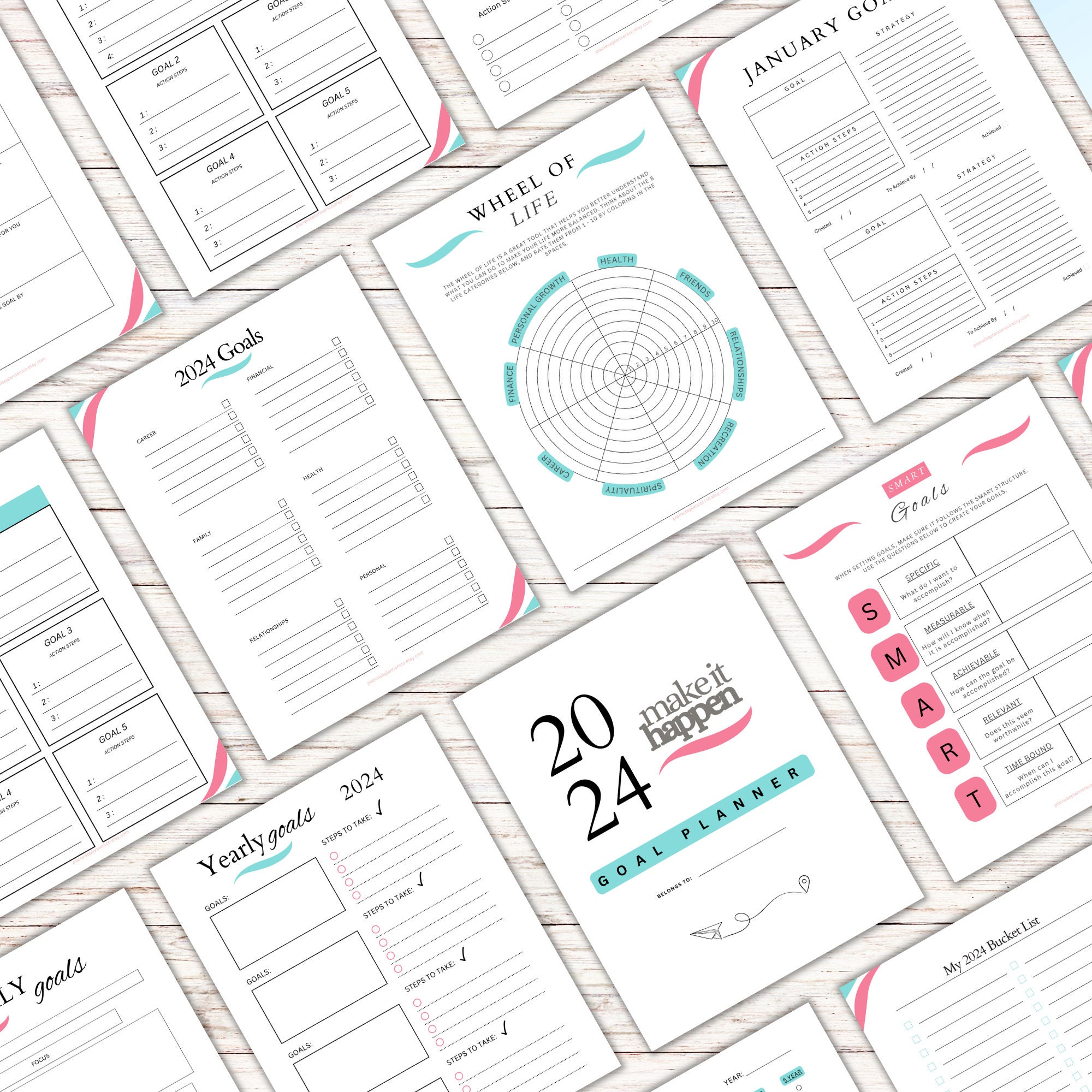 Personal 2024 Goal Planner, 2024 Goals Sheets, Monthly Goal Planner ...