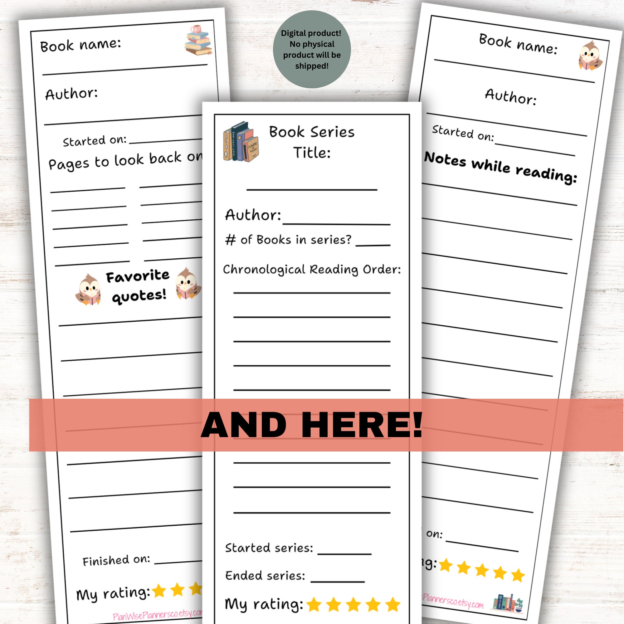 Printable Bookmark Set, Book Wish List, Bookmarks for Book Lovers ...