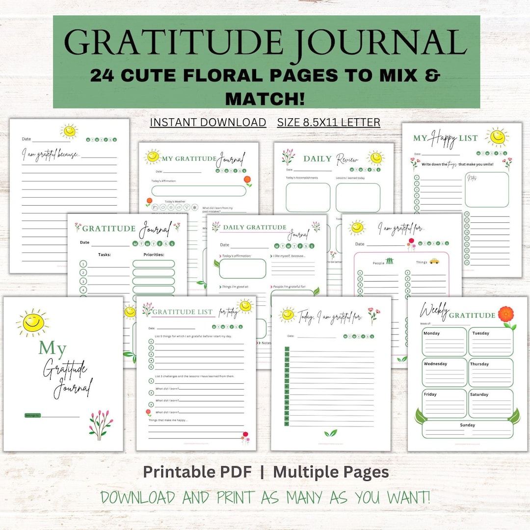 Daily Gratitude Journal Template, Daily Reflections, Weekly Reflections ...