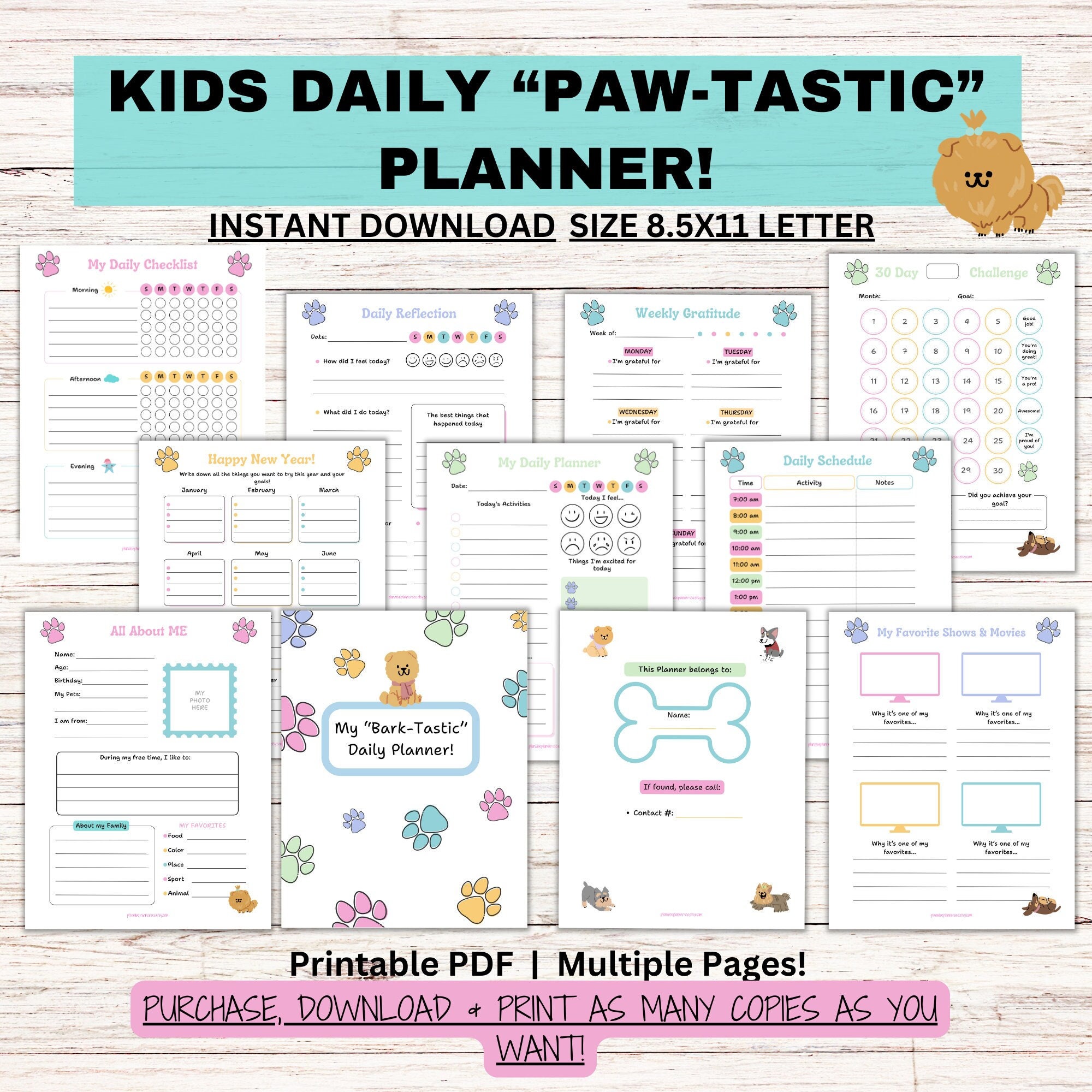 Cute Kids Daily Planner, Printable Kids Planner, Kids Daily Schedule ...