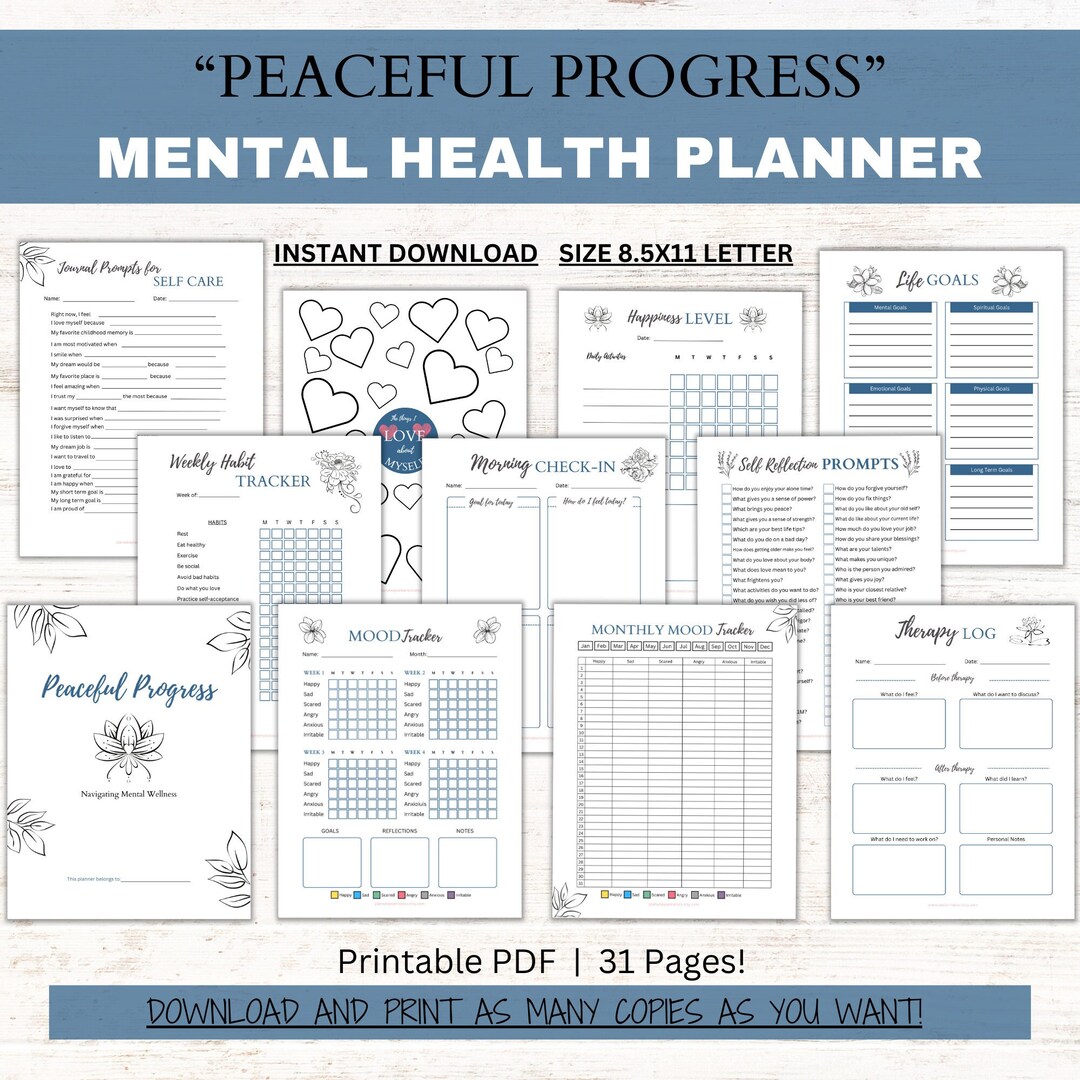 Personal Emotions Planner, Mental Health Journal, Printable Anxiety ...