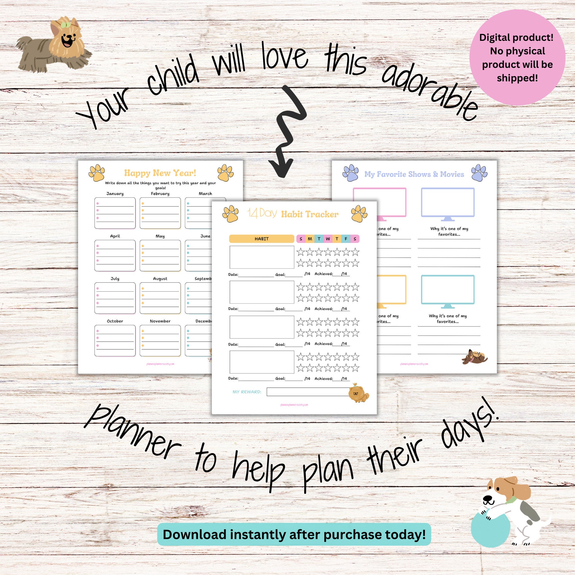 Cute Kids Daily Planner, Printable Kids Planner, Kids Daily Schedule ...