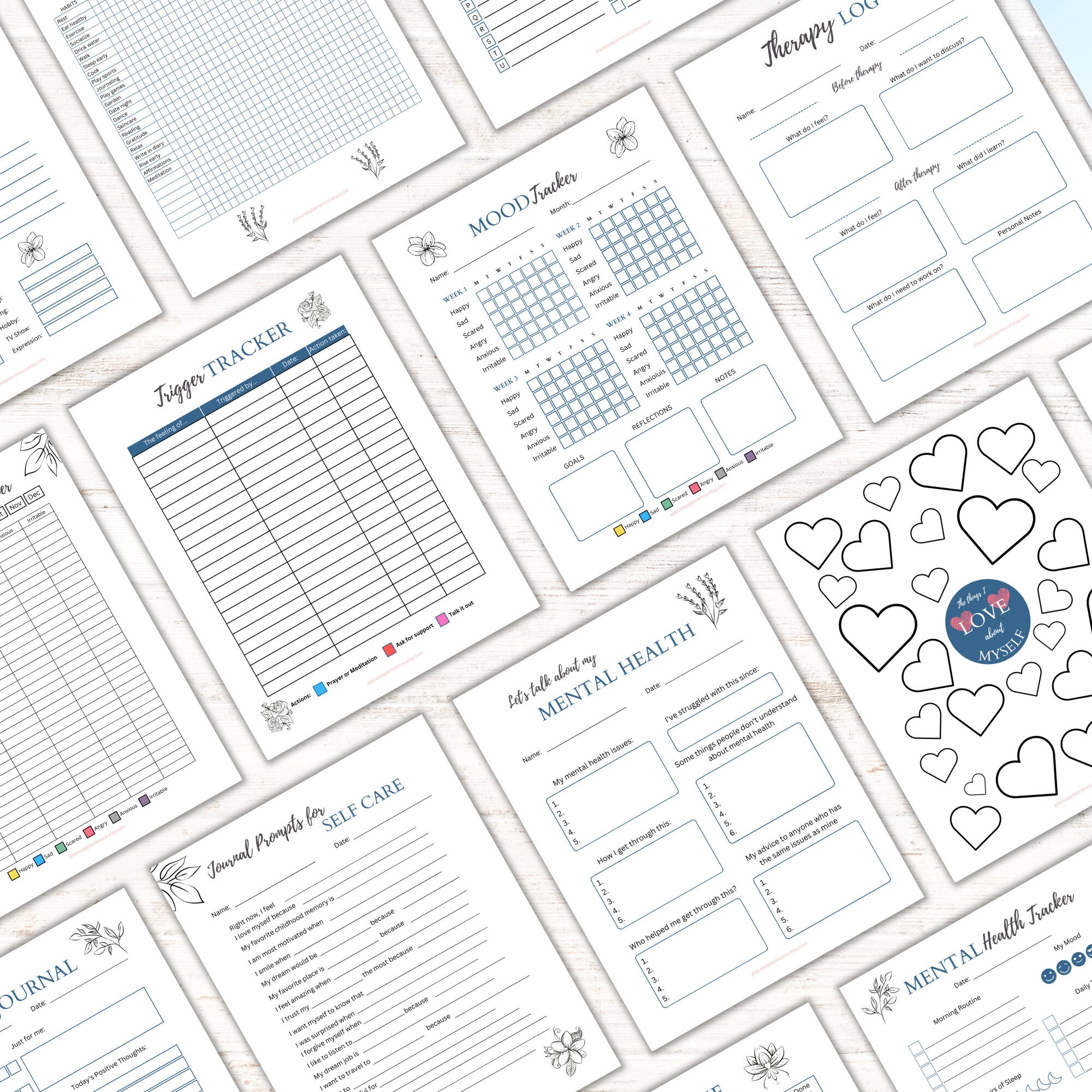 Personal Emotions Planner, Mental Health Journal, Printable Anxiety ...