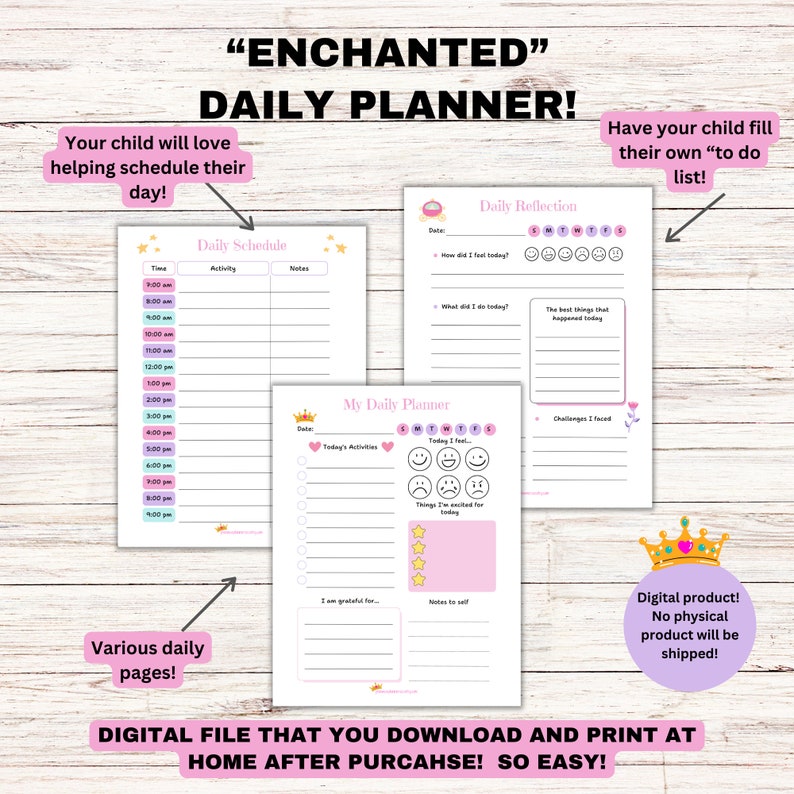 Little Girls Cute Daily Journal, Girls Princess Theme, Printable Kids ...