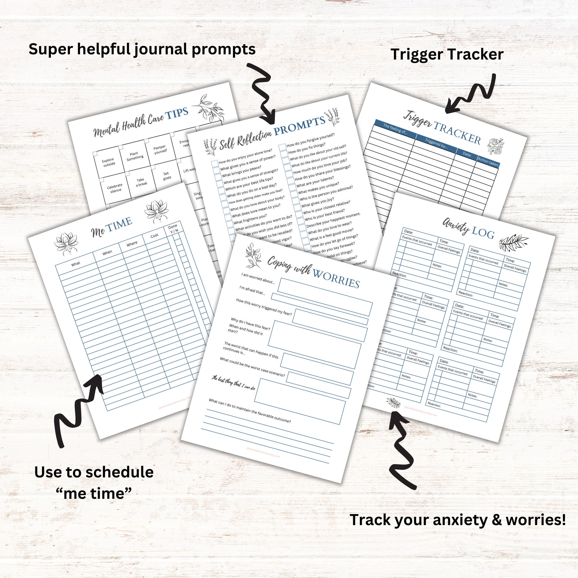 Personal Emotions Planner, Mental Health Journal, Printable Anxiety ...