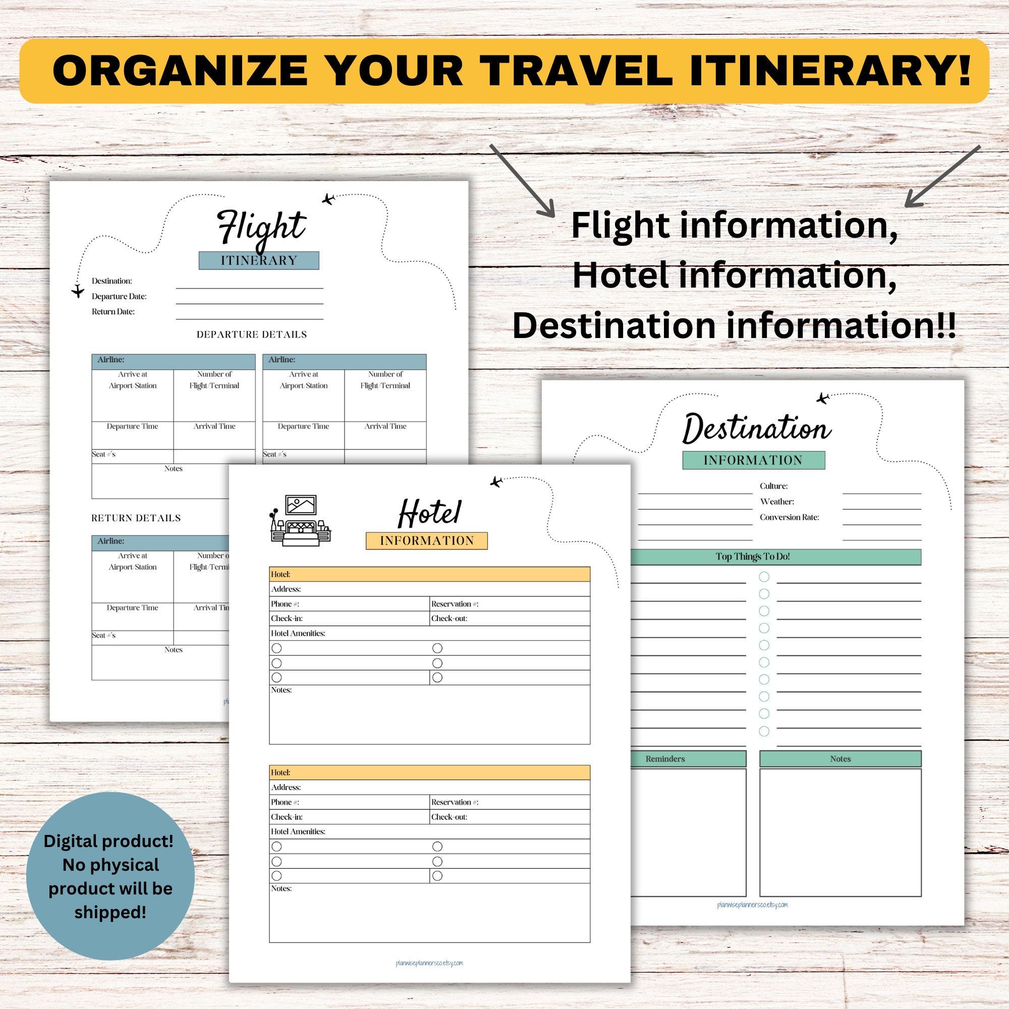 Travel Planner Itinerary Organizer, Printable Travel Planner, Vacation ...