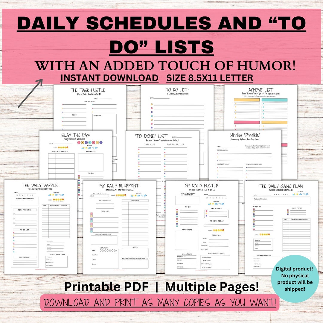 Printable Personal Planner, Daily Schedules and to Do, Daily Planner ...