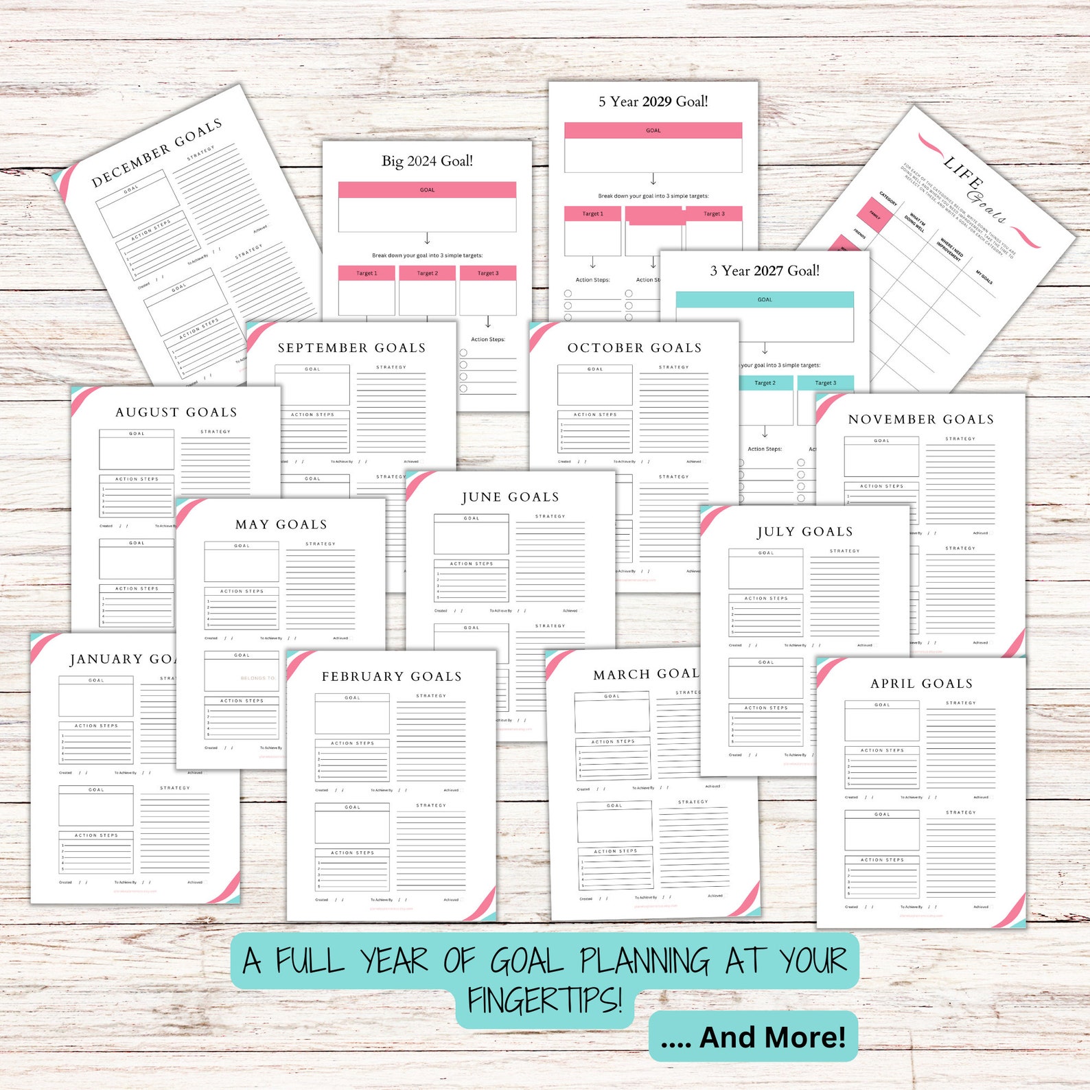 Personal 2024 Goal Planner, 2024 Goals Sheets, Monthly Goal Planner ...