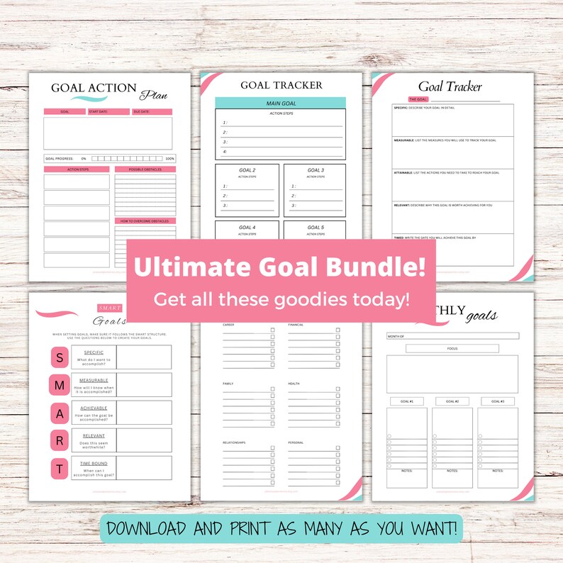 Personal 2024 Goal Planner, 2024 Goals Sheets, Monthly Goal Planner ...