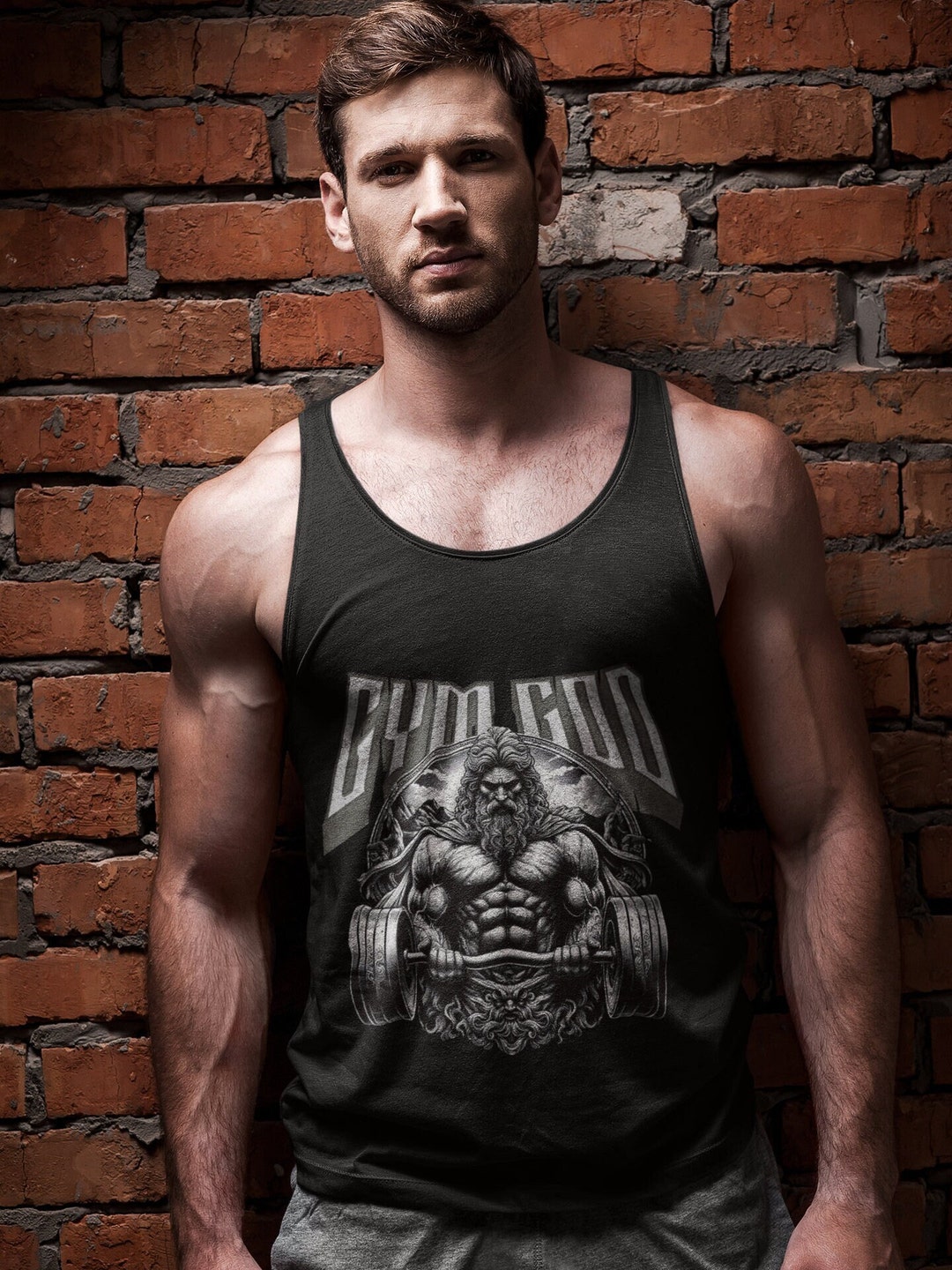 Grey Barbell Greek God Zeus Tank Top Weightlifting Fitness - Etsy