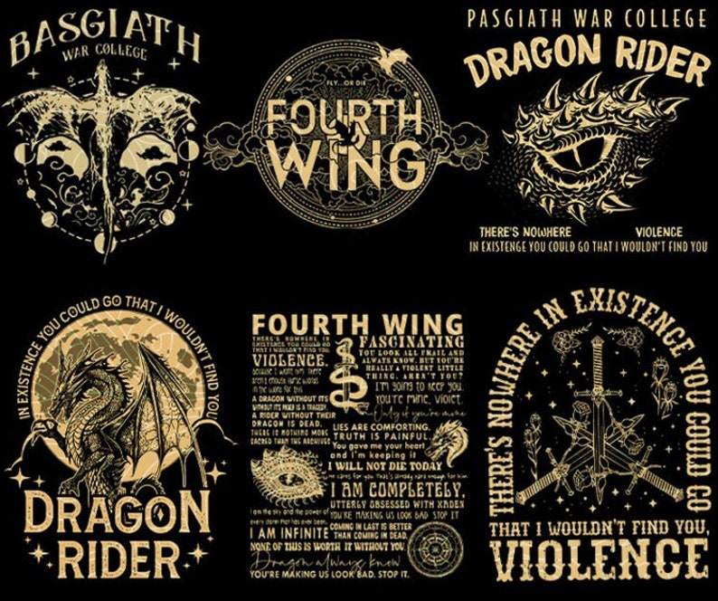 Fourth Wing Dragon Rider Basgiath War College Unisex Png, Violet ...