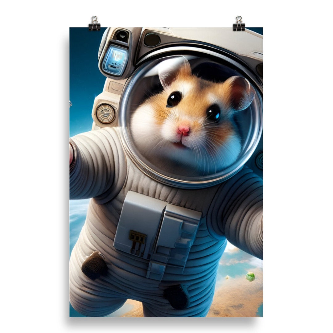 Space Hamster Poster - Whimsical Cosmic Adventure Art Print - Etsy