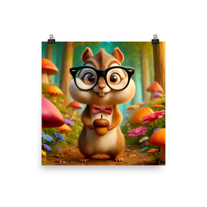Funny Chipmunk Poster - Comical Design With Glasses and Bow Tie - Etsy