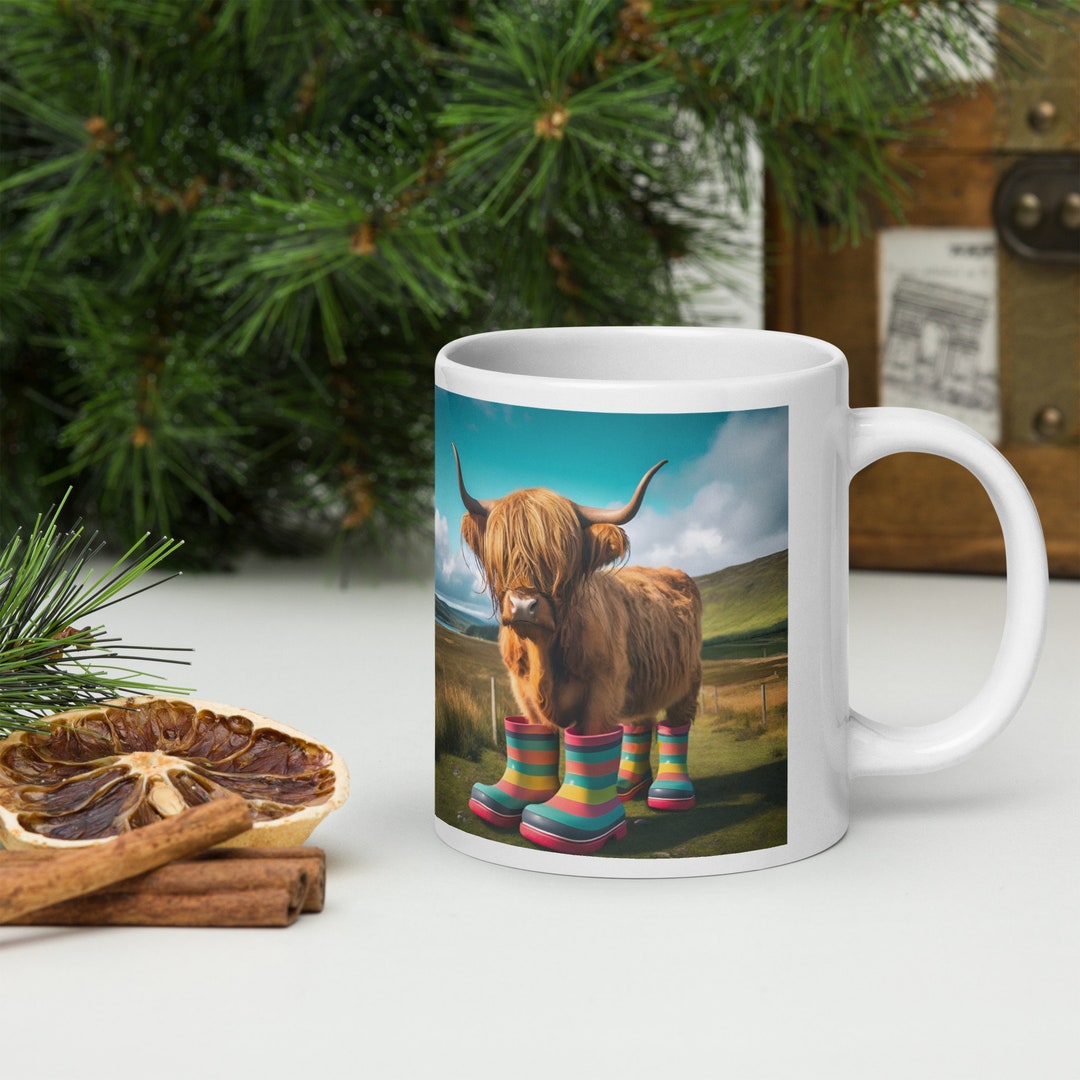Highland Cow Coffee Mug - Durable & Glossy Ceramic Cup With Colorful ...