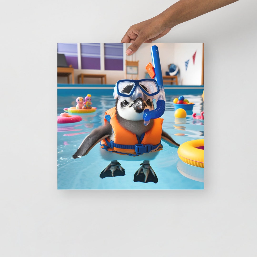 Penguin Pool Party Poster - Vibrant Wall Art for Home and Office - Etsy