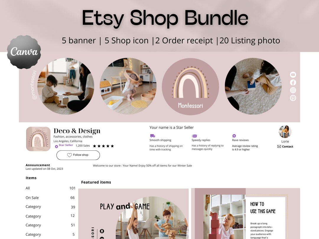 Etsy Shop Banner Templates Pink Sale Etsy Branding Kit - Etsy