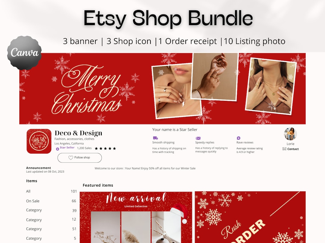 Christmas Etsy Shop Banner Templates Etsy Branding Kit - Etsy