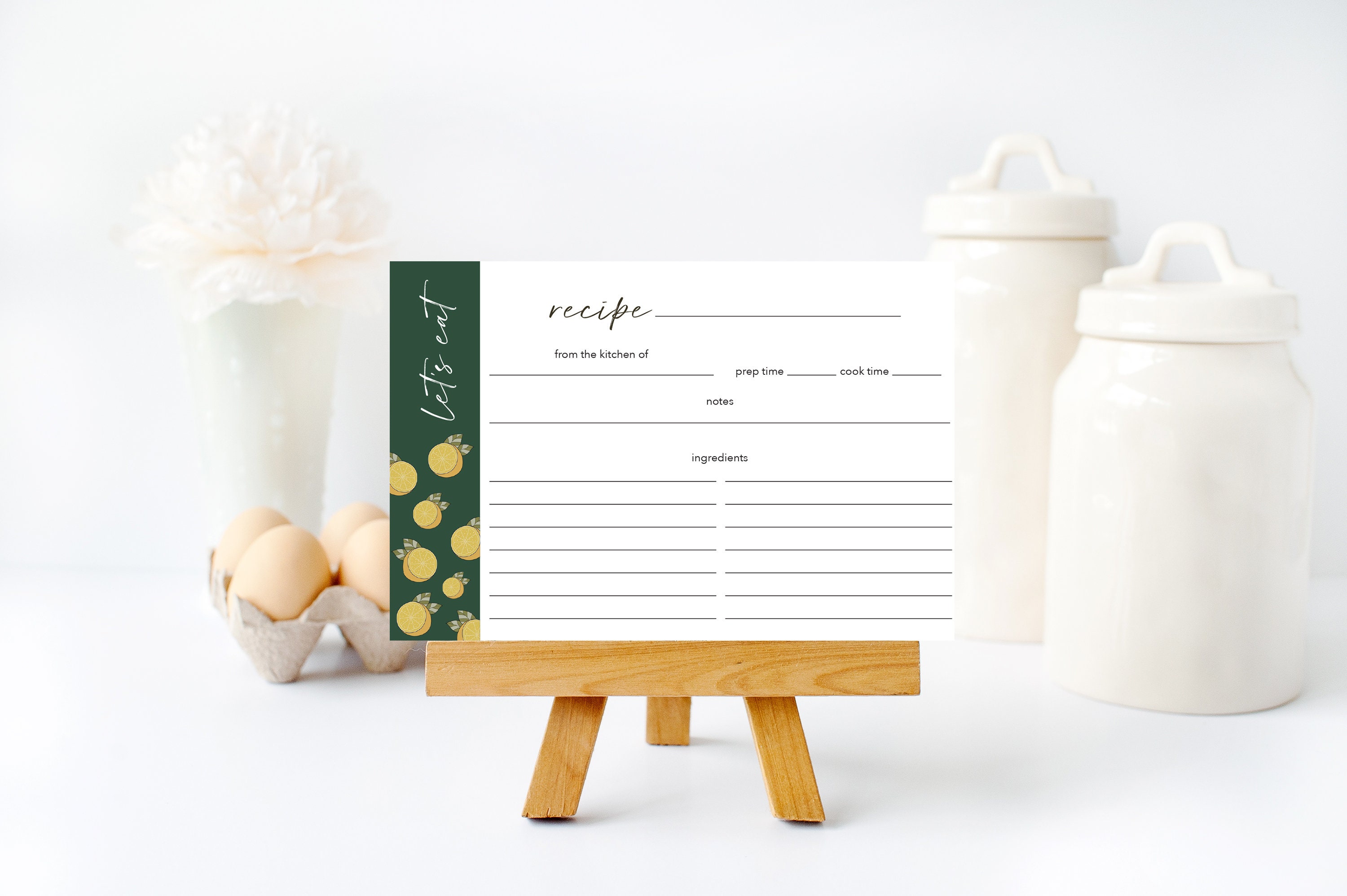 Recipe Card, Baking Themed Recipe Card, Cooking Recipe Card, Let's Eat ...