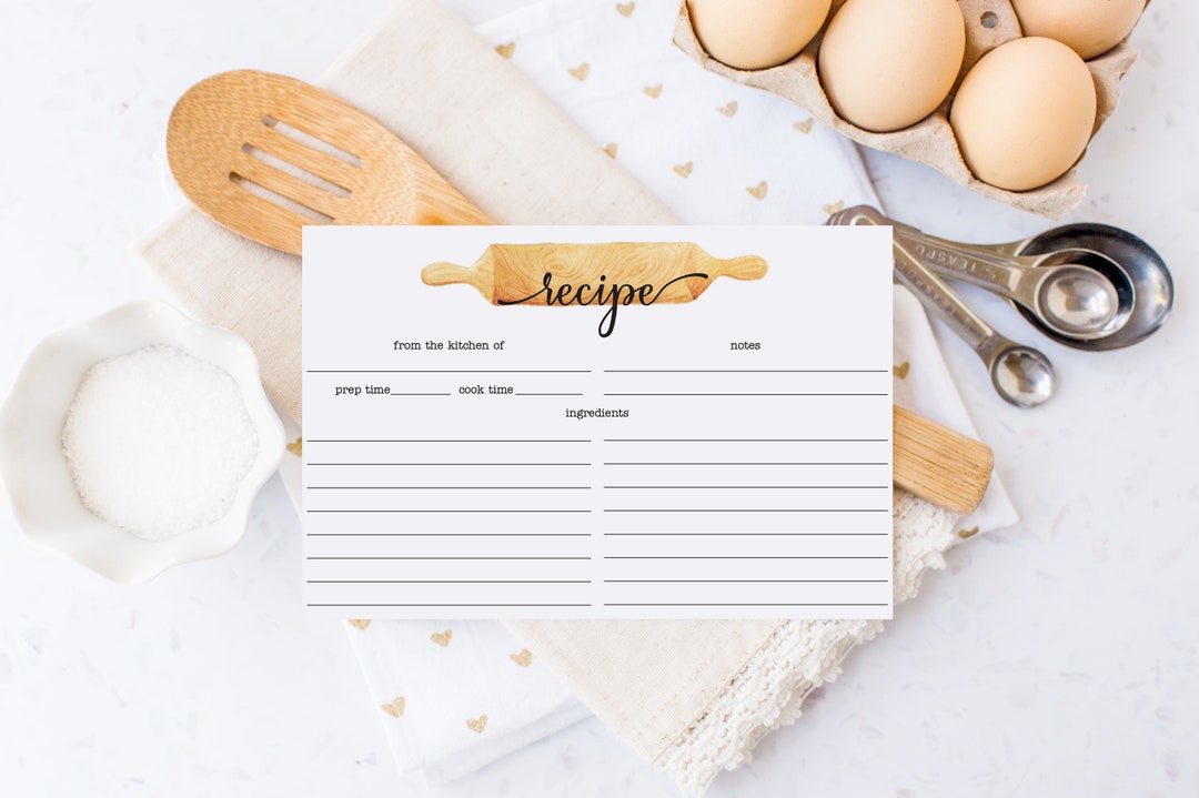 Recipe Card, Baking Themed Recipe Card, Cooking Recipe Card, Vintage ...