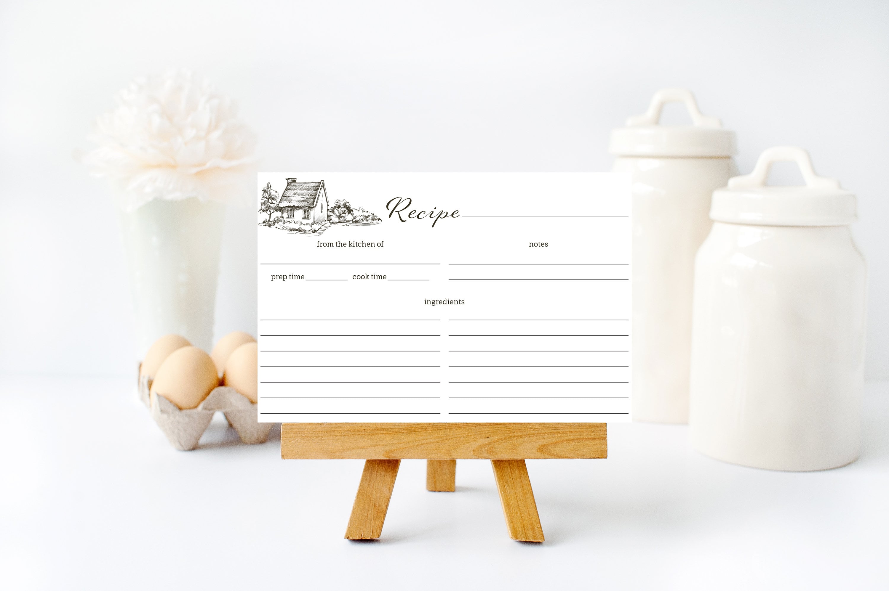 Vintage Home Sketch Recipe Card Themed Recipe Card Cooking - Etsy