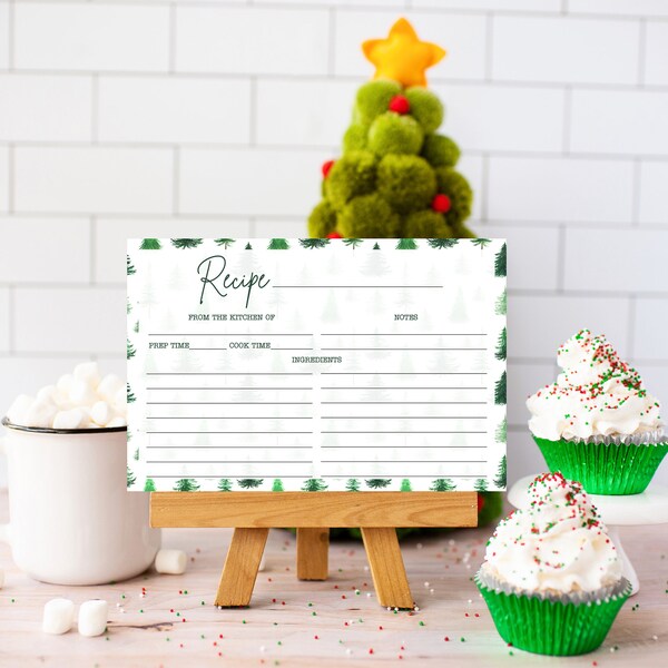 Printable Christmas Recipe Card - Editable Recipe Card Template - 4x6 ...
