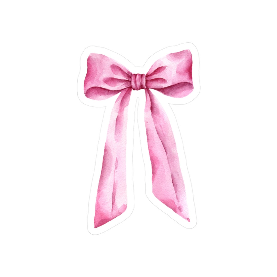 Pink Bow Sticker, Coquette Pink Bow, Kiss-cut Vinyl Sticker, Laptop ...